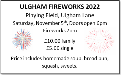 Fireworks Display 2022 – Ulgham Village Website