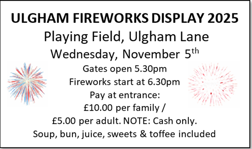 Fireworks Display 2025 – Ulgham Village Website